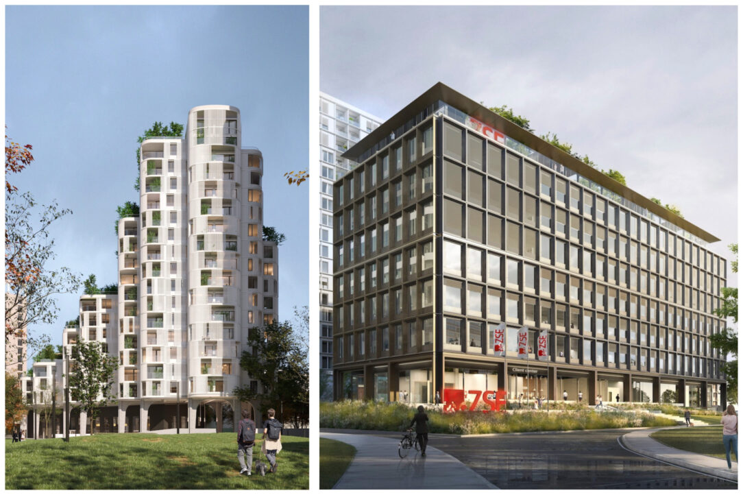 Polyfunkčný komplex EHQ – bytový dom so zámočníckou dielňou (vľavo) a ...